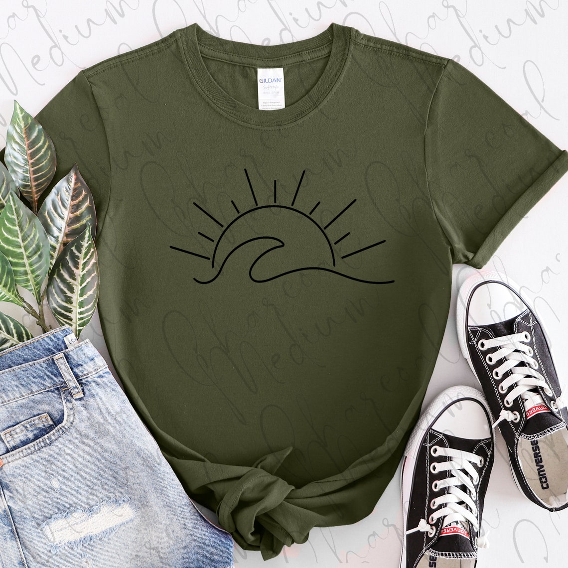 Black and White Sun and Wave, Beachy, Ocean, Png, Jpeg, Svg, Cut File, Vinyl, Digital Download ...