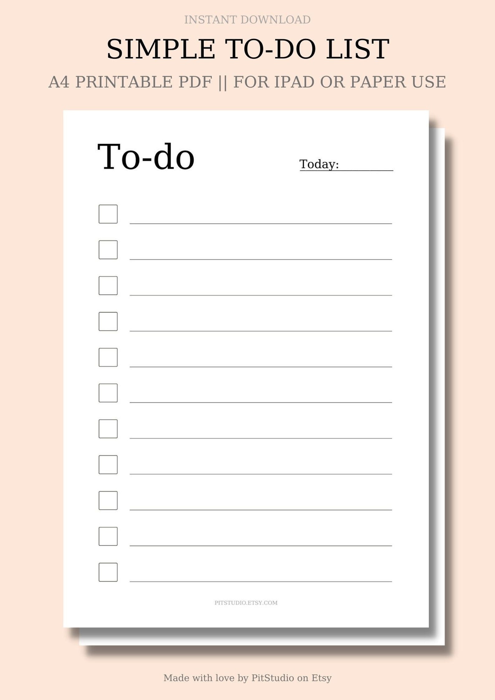 Simple to Do List Printable Document, Minimalistic Daily Tasks Planner ...