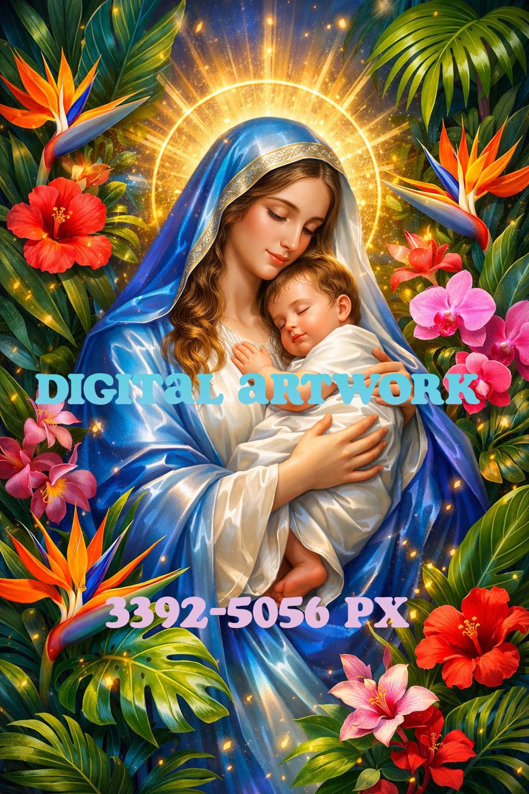 Blessed Mary and Baby Jesus. Christmas Digital Art for Printing. 4k - Etsy