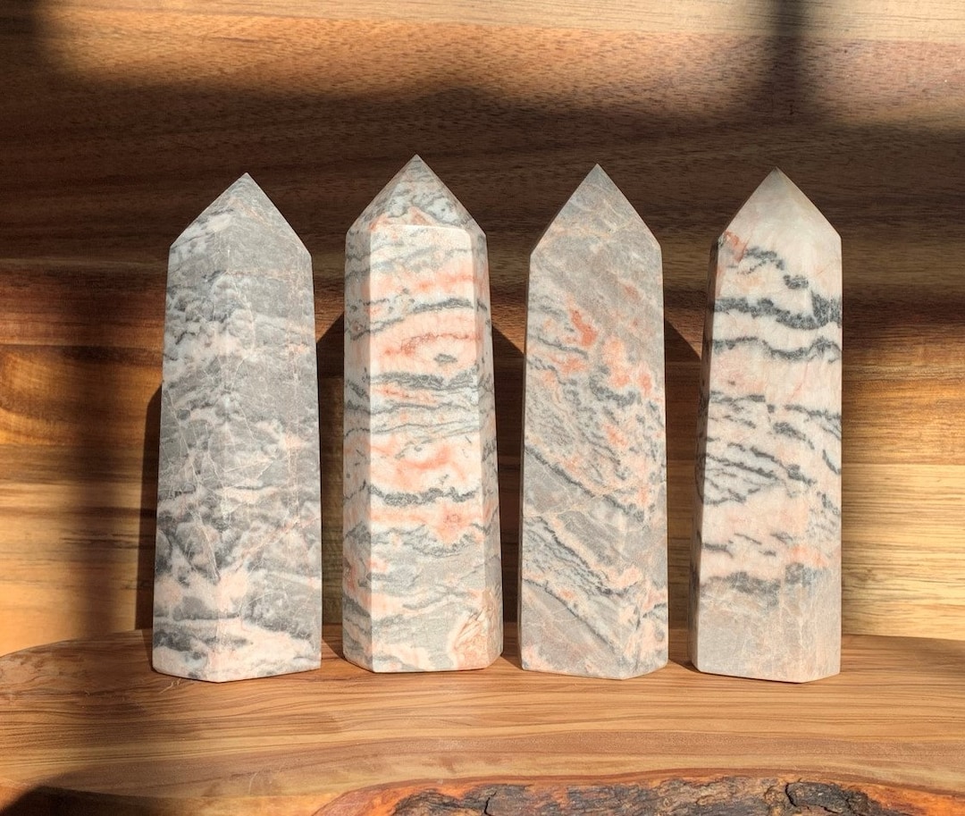 Pink Zebra Jasper Towers! Gorgeous Colors - Pinks, Whites and Gray - Etsy