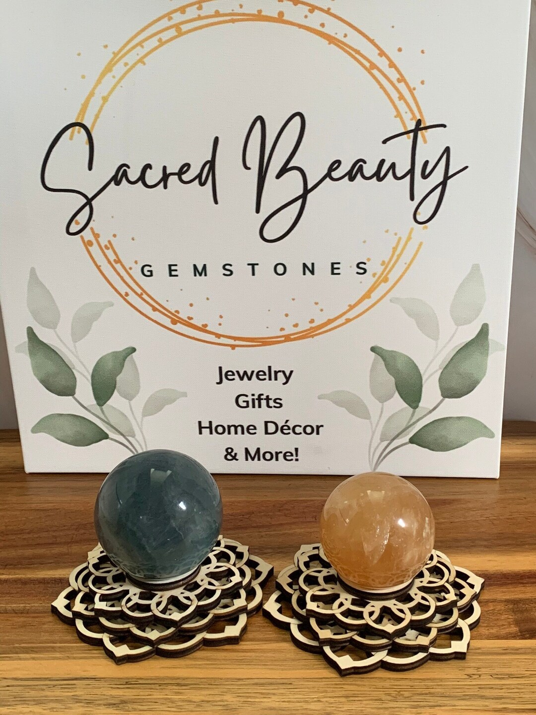 Sacred Geometry Circle Gemstone Sphere Holder - Triple Layer Wood Laser ...