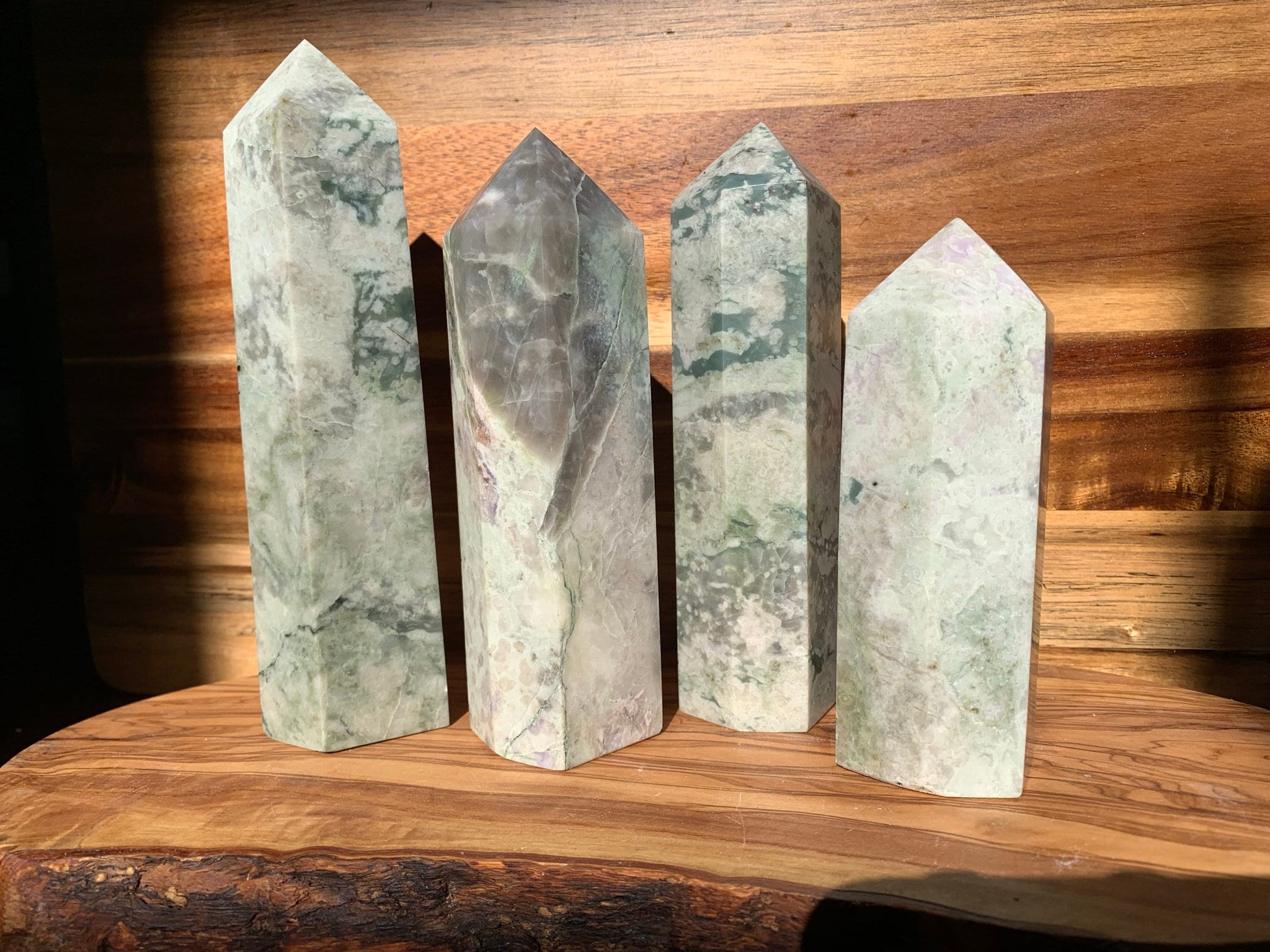 Large Auspicious Jasper Towers - Smoky, Lepidolite, Green Jasper Second ...