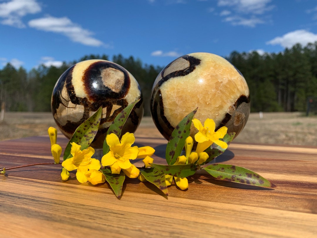 Large Septarian Dragon Stone Spheres - 80.50mm and 86mm- Earth Energy ...