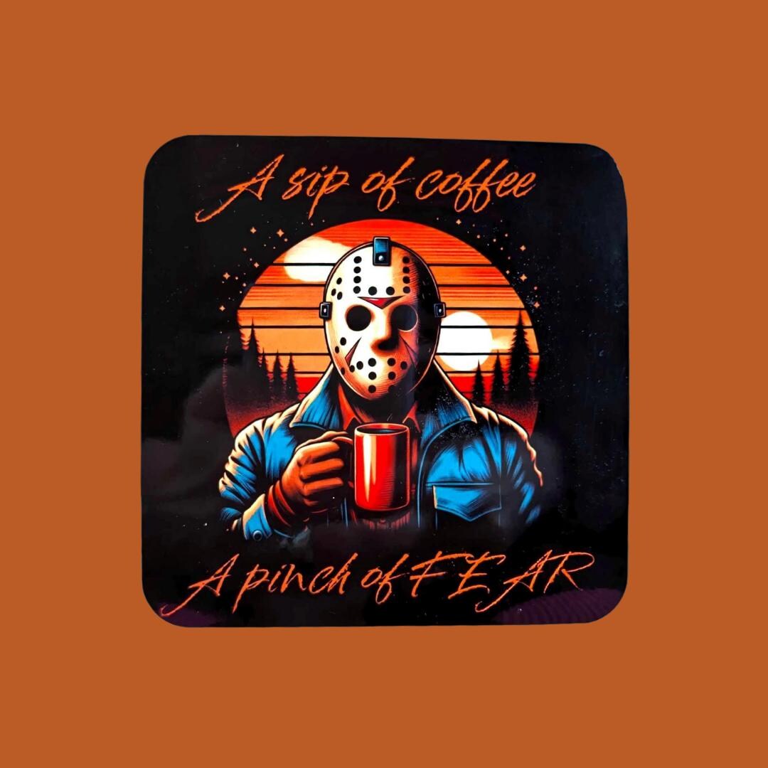 Jason Voorhees - A Sip of Coffee A Pinch of Fear Coaster - Etsy