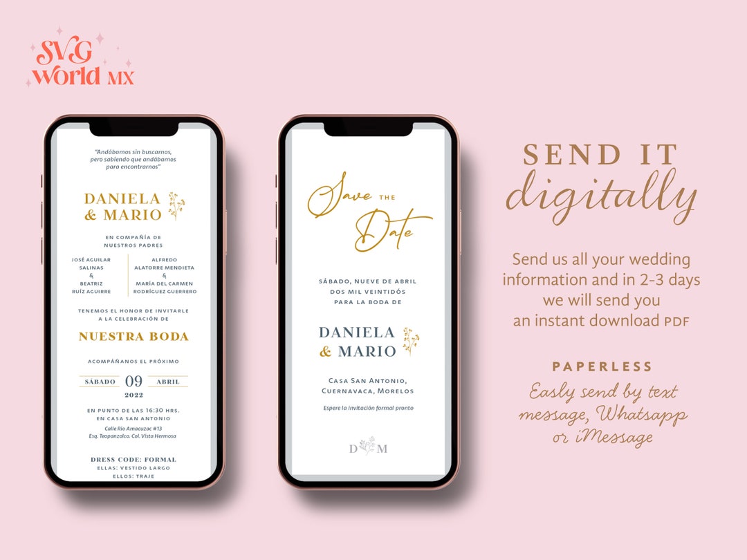 Electronic Wedding Invitation, Personalized Wedding E-invite Template ...
