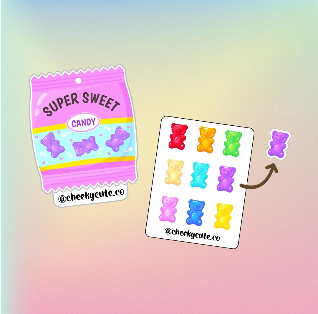 Cute Gummy Bear Stickers / Holographic Sticker Set - Etsy