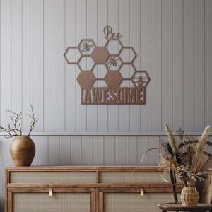 Bee Awesome Custom Metal Wall Art, Honey Bee Metal Wall Art ...