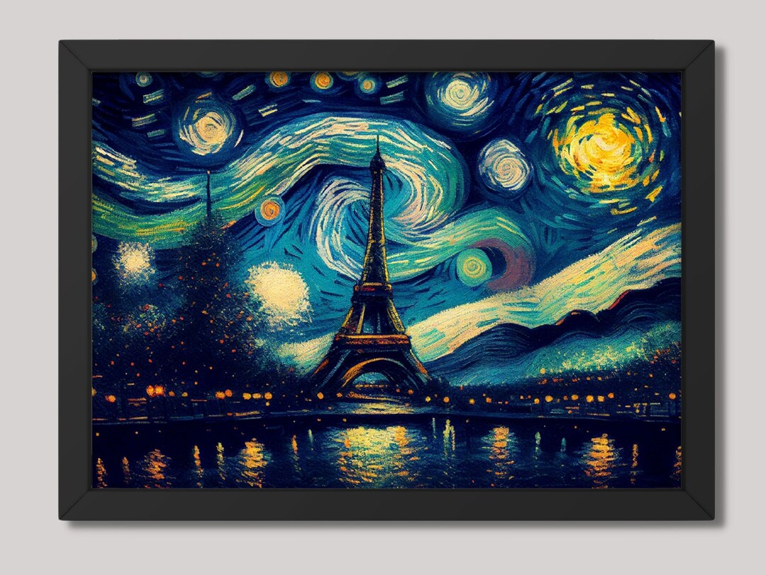The Starry Night Paris Print Maximalist Wall Art Paris Skyline City ...