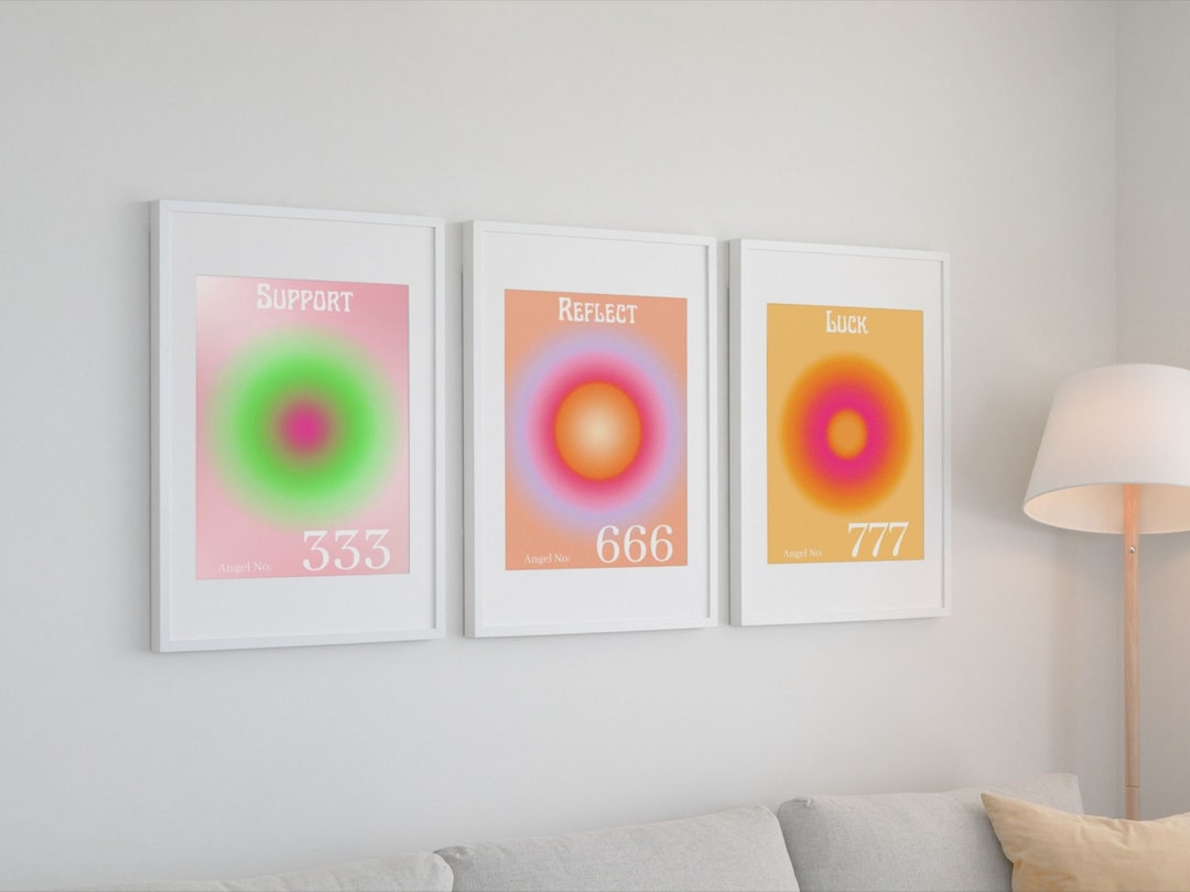 Set of 3 Angel Numbers Posters 333 Support 666 Reflect 777 Luck ...