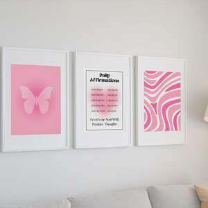 Pink Aura Poster Set of 3 Affirmation Poster Pink Gradient Poster Set ...
