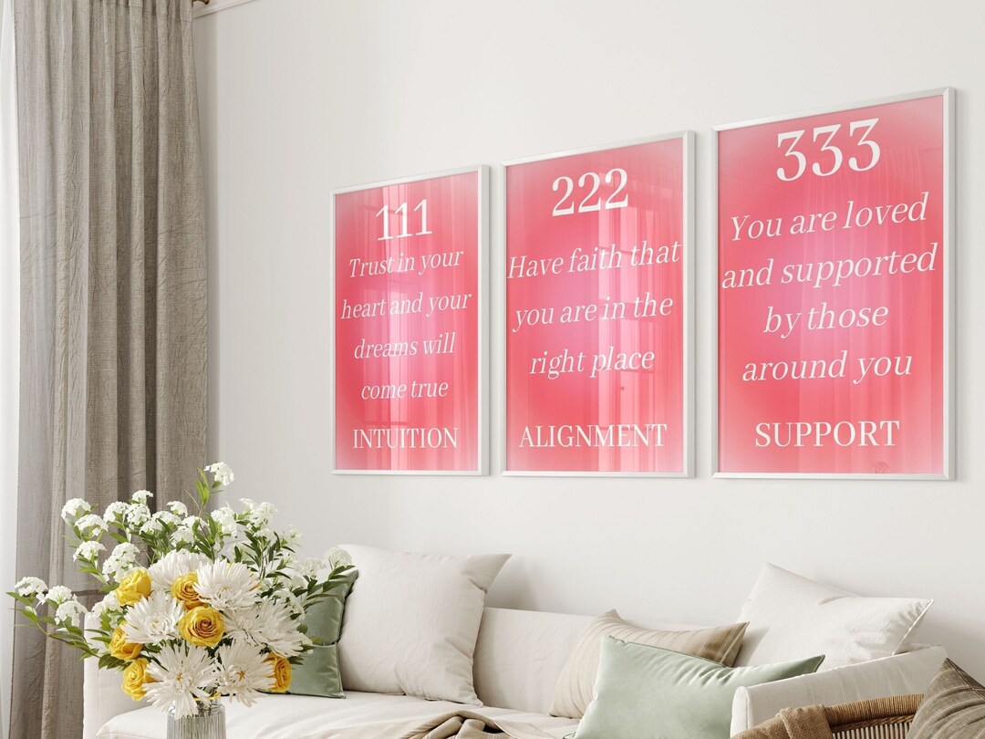Angel Numbers Set of 3 Posters 111 Intuition 222 Alignment 333 Support ...