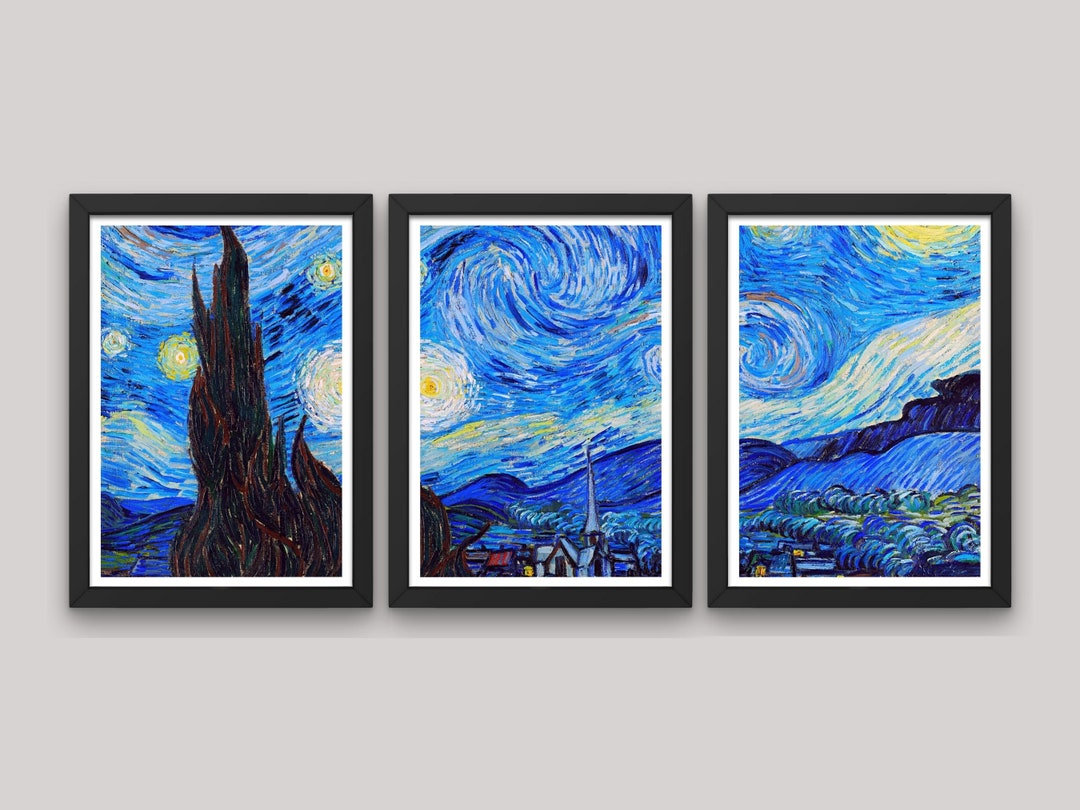 The Starry Night Set of Three Prints Van Gogh Starry Night Digital ...