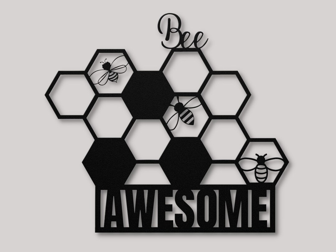 Bee Awesome Custom Metal Wall Art, Honey Bee Metal Wall Art ...