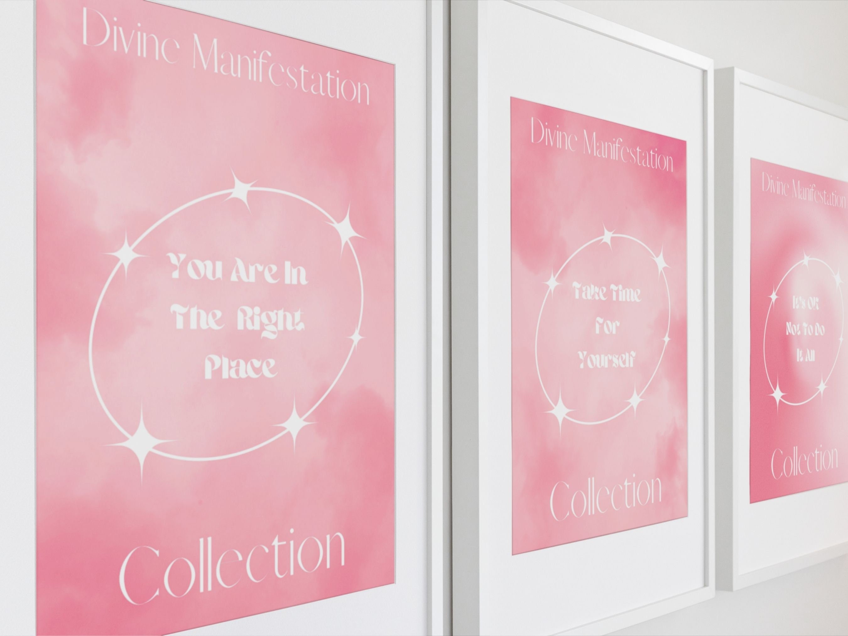 Set of 3 Affirmation Posters Pink Aura Poster Set Spiritual Wall Art ...