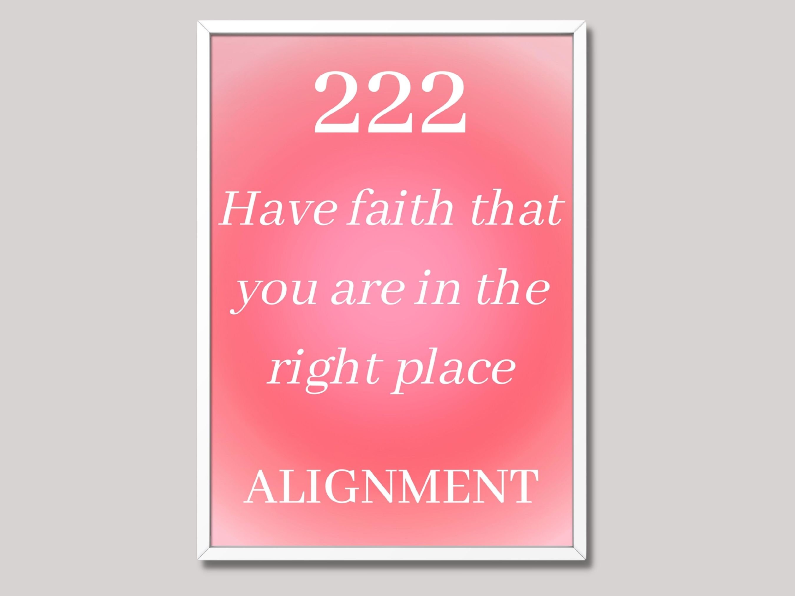 222 Alignment Angel Number Poster Positive Aura Print Pink - Etsy