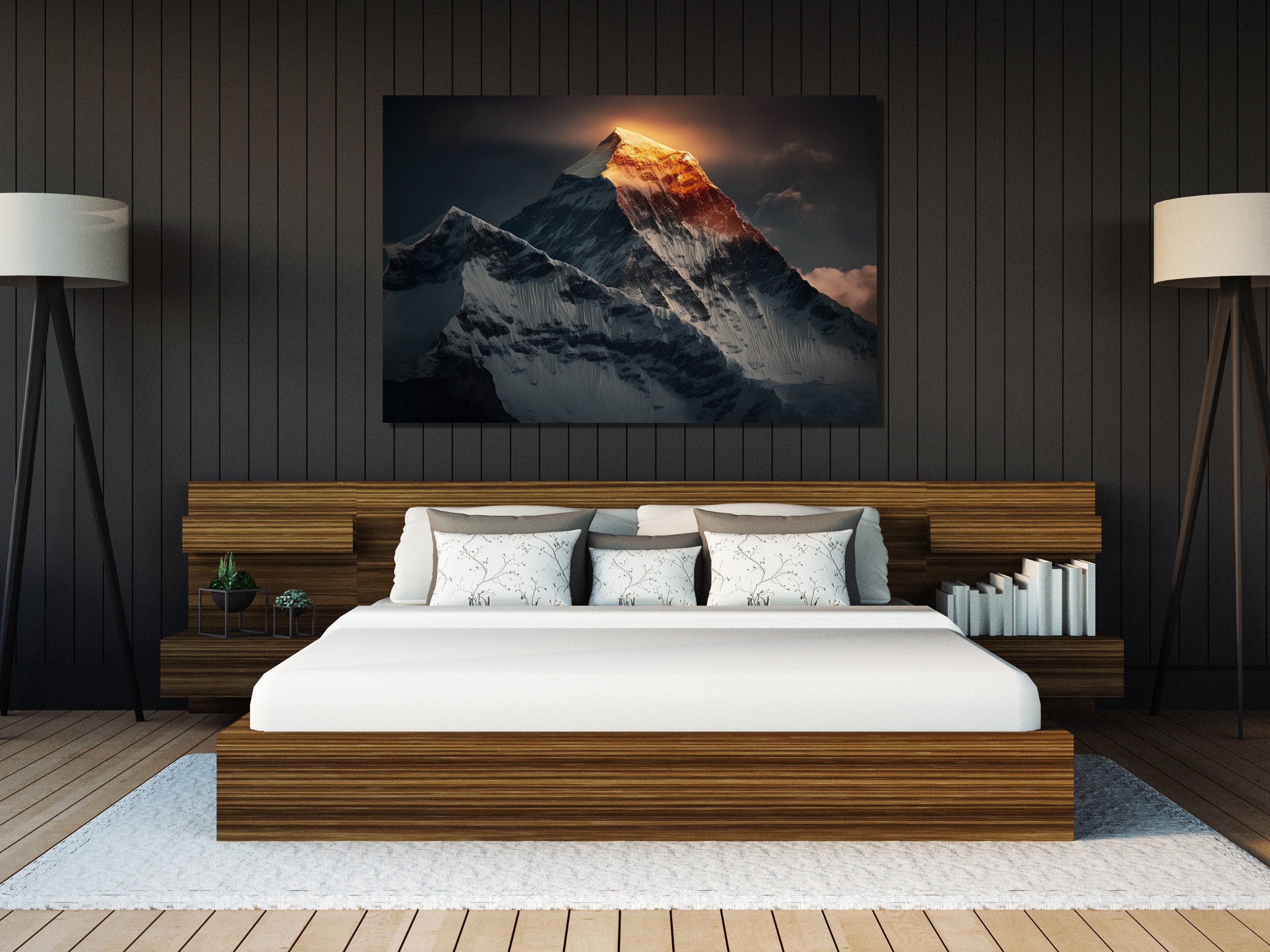 Mount Everest Glass Wall Art, High Gloss Mountain Wall Art, Mountain ...