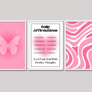 Pink Aura Poster Set of 3 Affirmation Poster Pink Gradient Poster Set ...