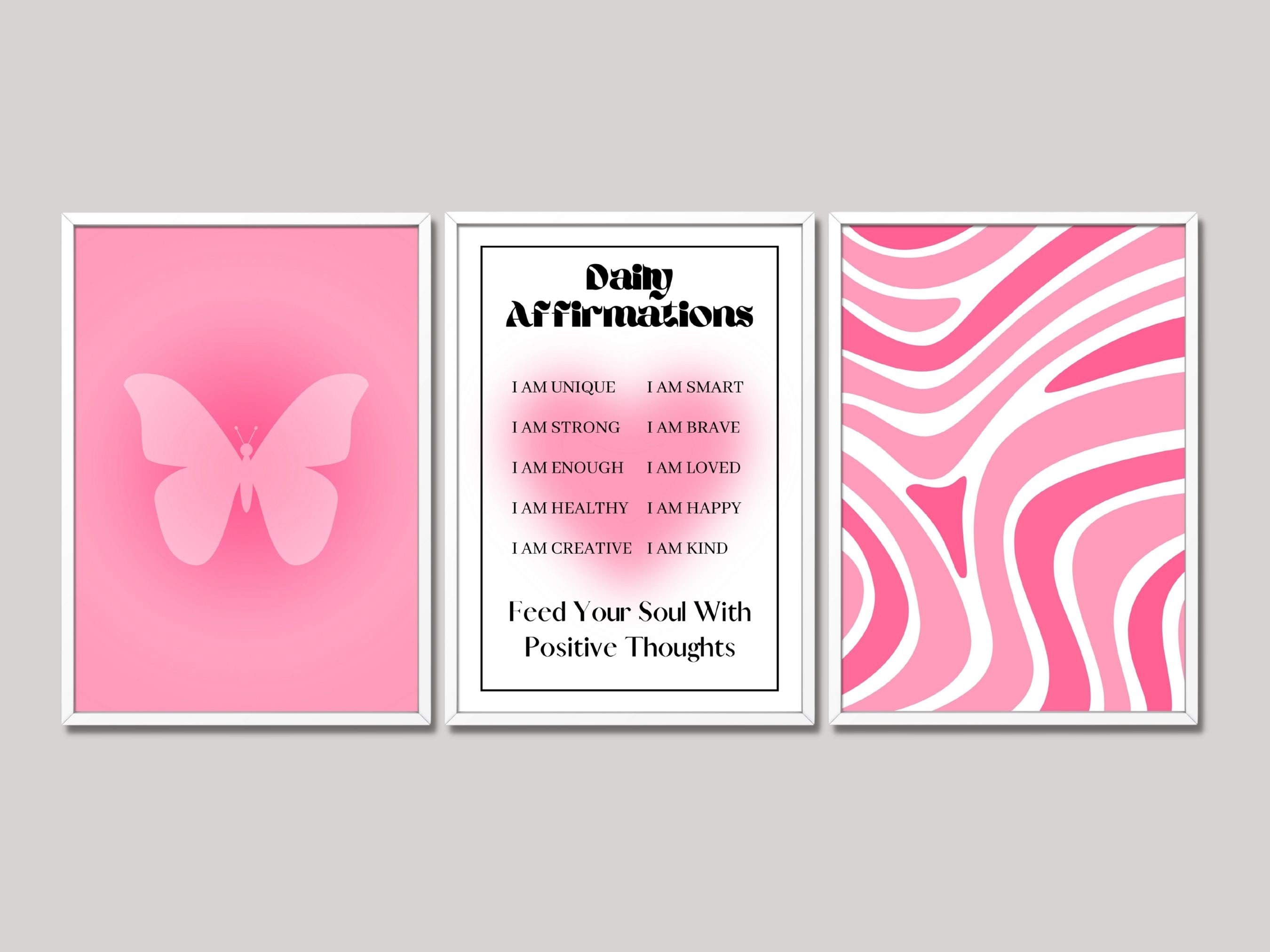 Pink Aura Poster Set of 3 Affirmation Poster Pink Gradient Poster Set ...