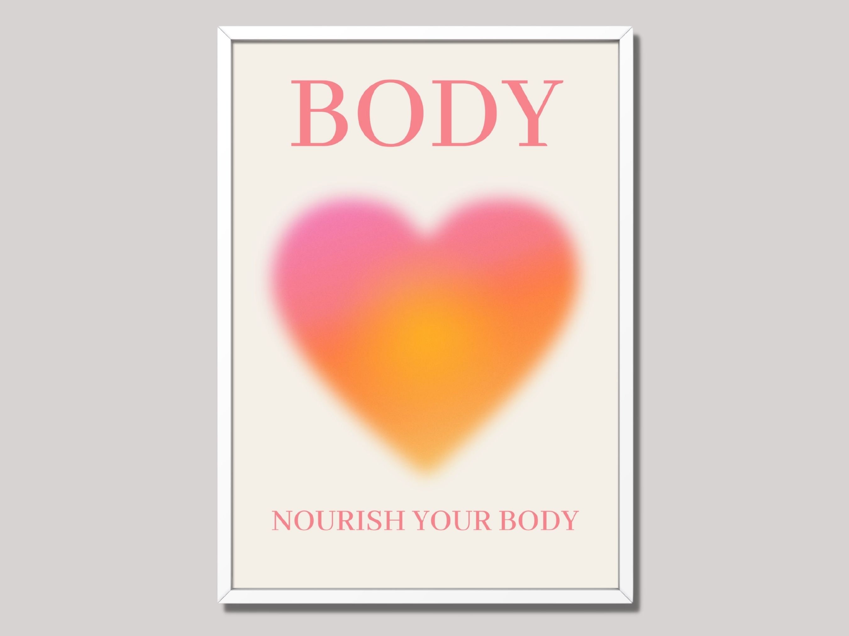 Printable Positive Aura Poster Body Heart Print Pink Grainy Gradient ...