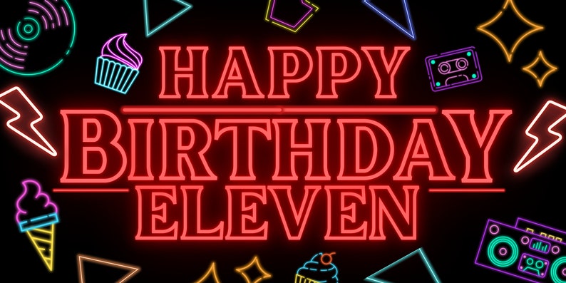 Neon Stranger Things Birthday Banner | DIGITAL DOWNLOAD | 48" X 24 ...