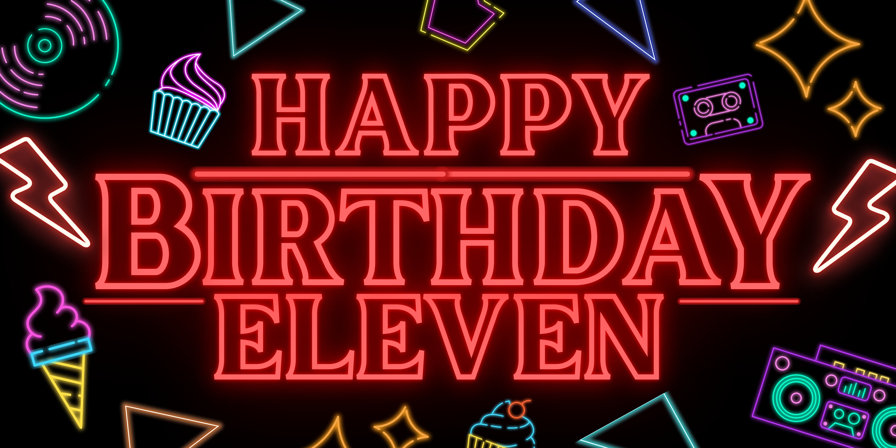Neon Stranger Things Birthday Banner | DIGITAL DOWNLOAD | 48" X 24 ...