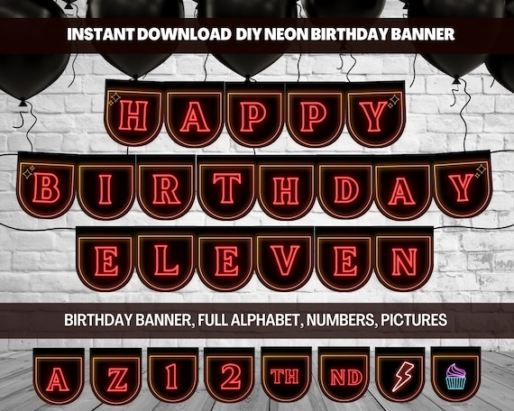 Neon Stranger Things Banner INSTANT Download DIY - Etsy