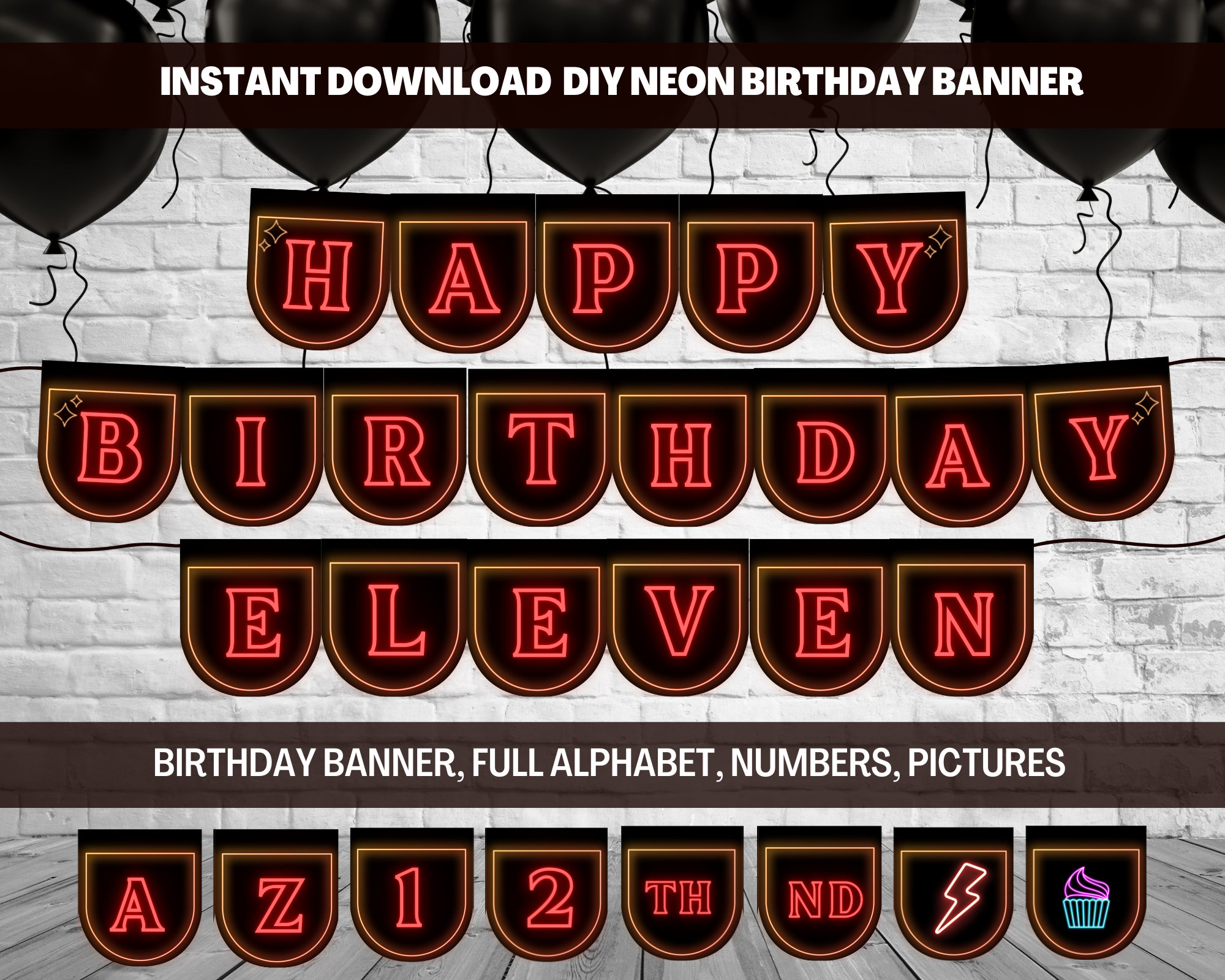 Neon Stranger Things Banner | INSTANT Download | DIY | Download, Print ...