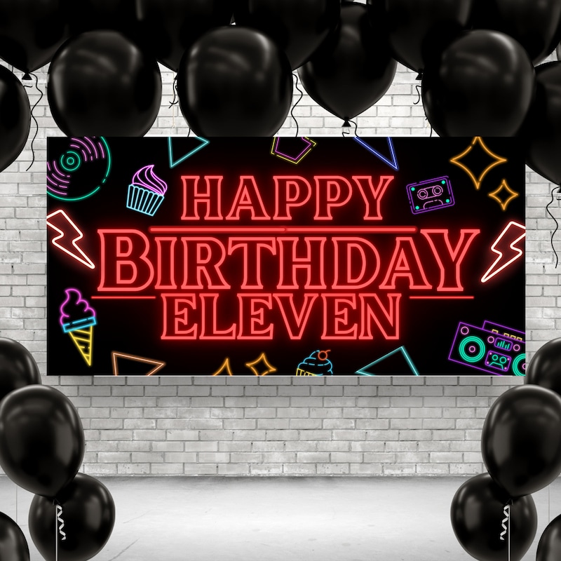 Neon Birthday Banner - Etsy