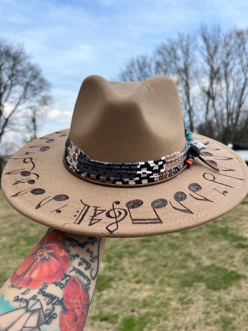 Stand by Me Sheet Music Burned Wide Brim Fedora Rancher Hat - Etsy