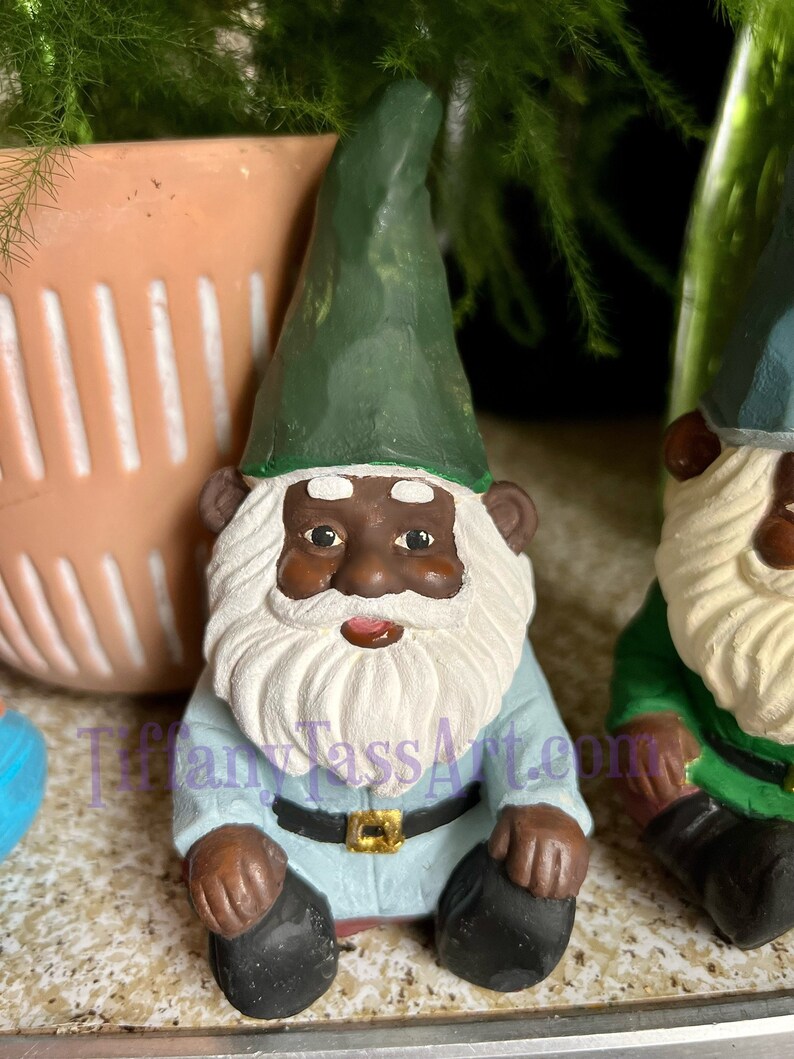 Black African American Garden Gnome Hand Painted Ceramic - Etsy