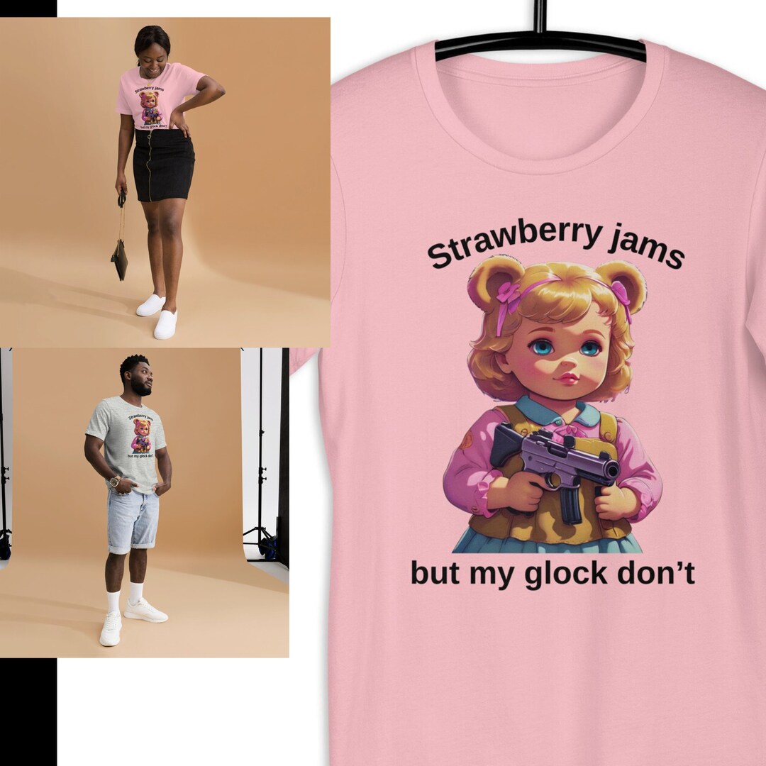 Strawberry Jams but My Glock Don't T-shirt,pink Anime Lover Shirt,funny ...
