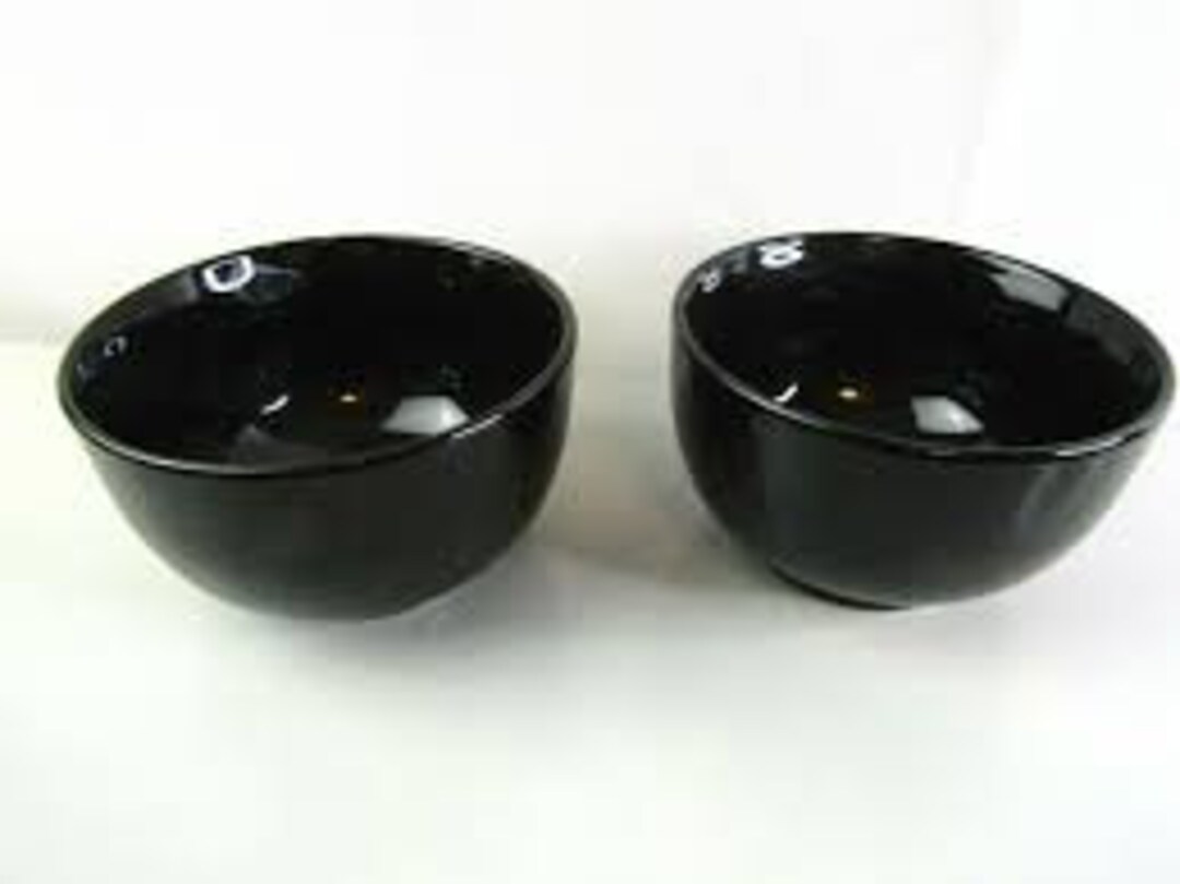 Ceramic Black Cereal Bowl, 5.5", Black, Set of 4 - Etsy