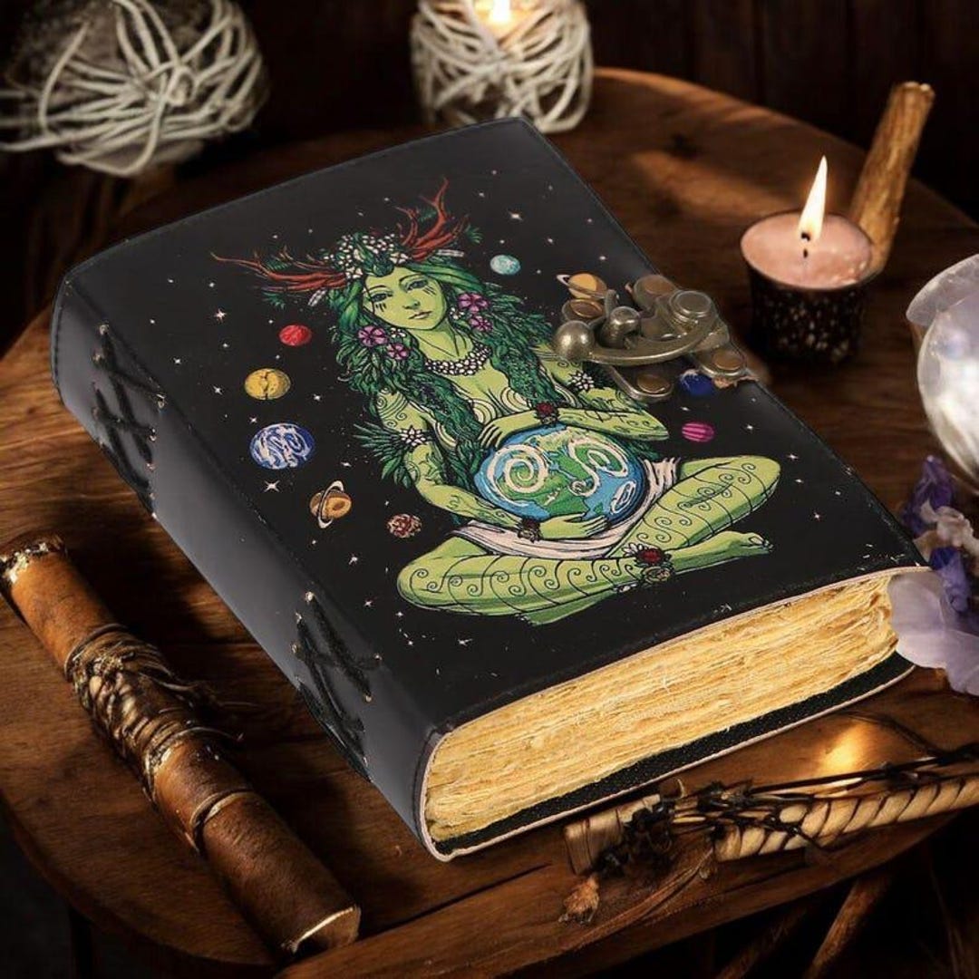 600 Page Large Mother of Earth Wiccan Leather Journal, Grimoire Journal ...
