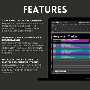 Assignment Tracker Dark Theme Excel Template UK Date Format - Etsy