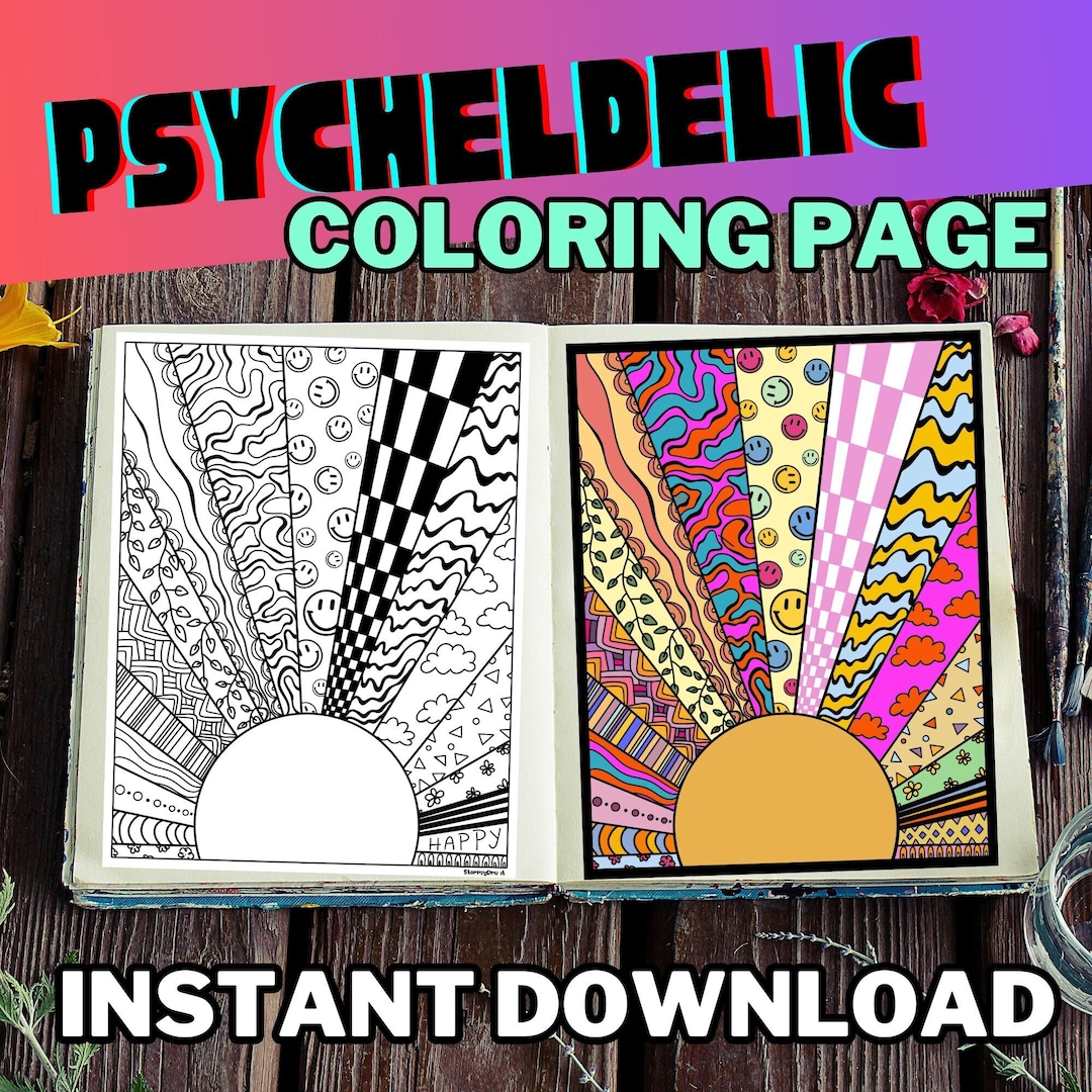 Detailed Adult Coloring Page DIGITAL DOWNLOAD- Trippy Psychedelic ...