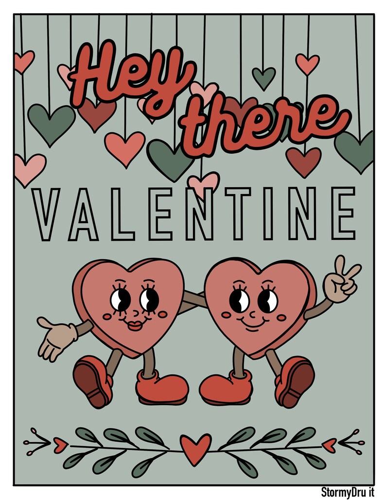 Vintage Valentines Coloring Page - Digital Download - Cute Vday ...