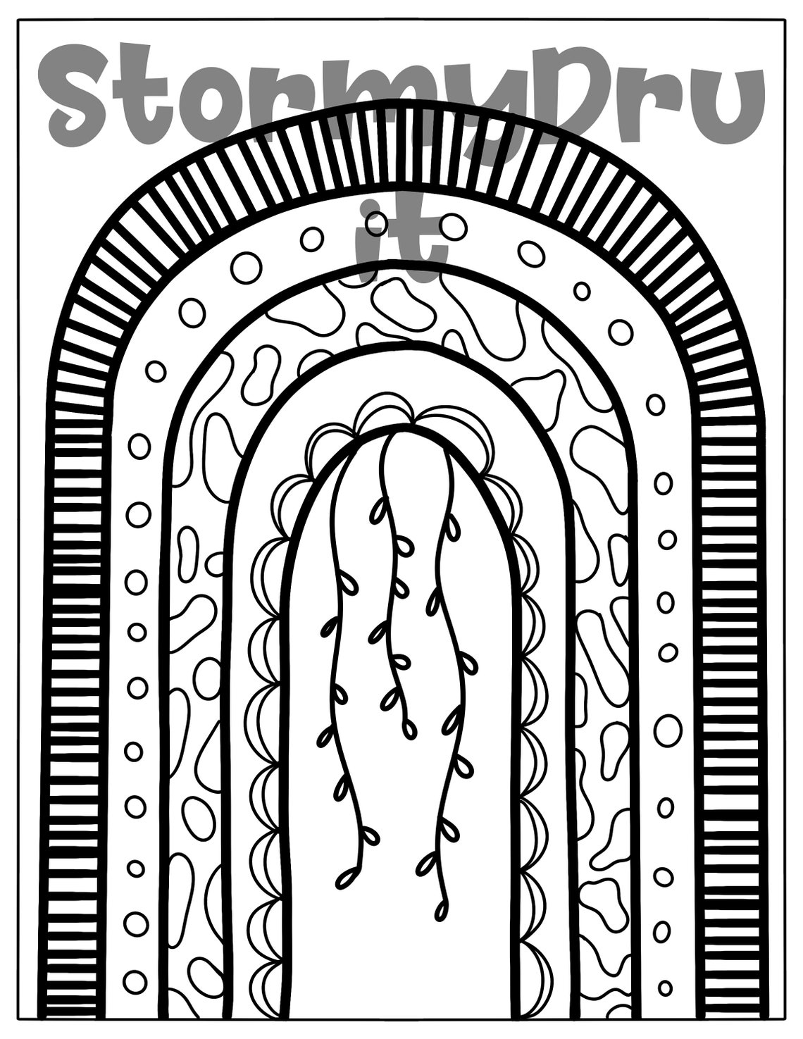 Boho Rainbow Coloring Page - DIGITAL DOWNLOAD - Simple Adult Coloring ...