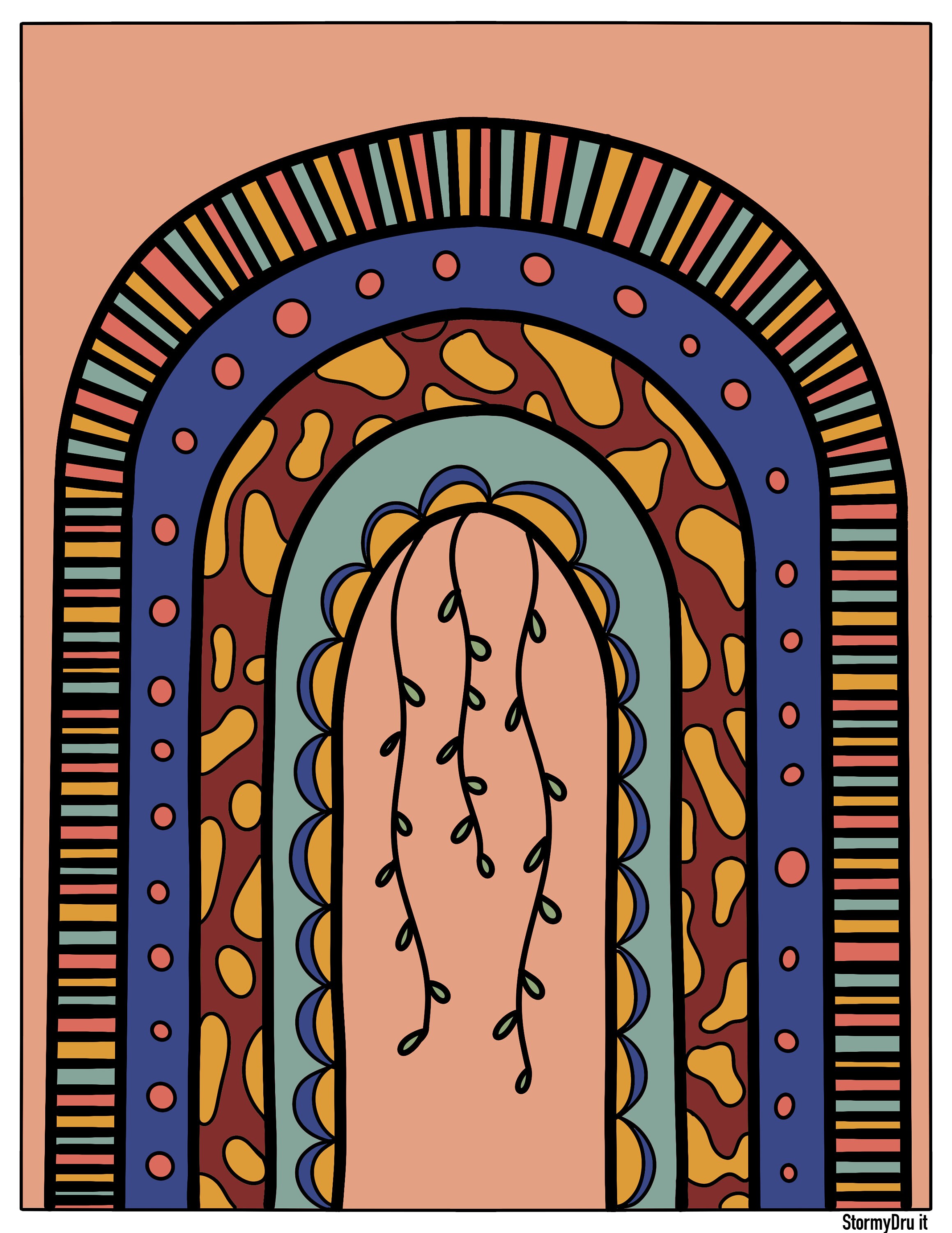 Boho Rainbow Coloring Page - DIGITAL DOWNLOAD - Simple Adult Coloring ...