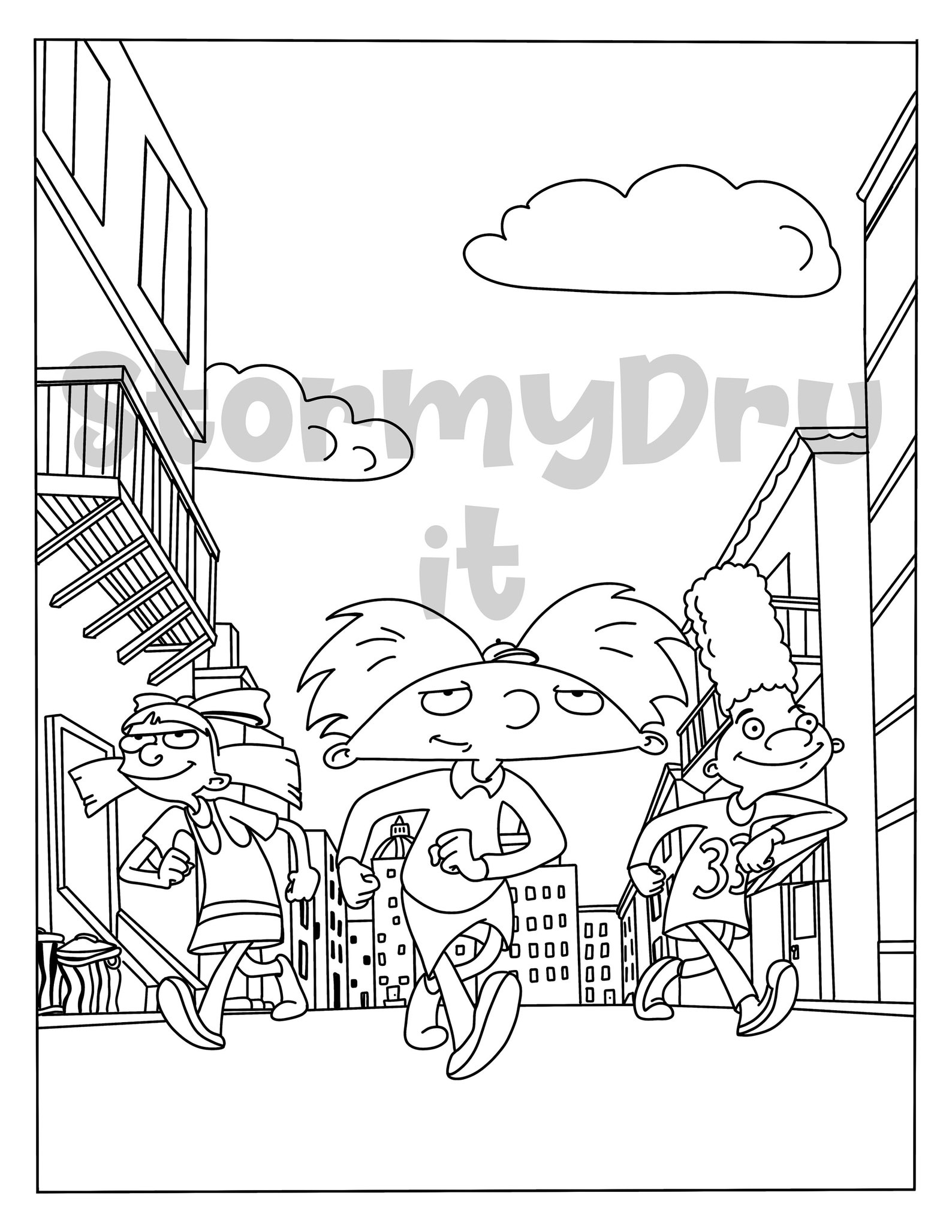 Hey Arnold Coloring Page - DIGITAL DOWNLOAD - 90s Coloring Sheet ...