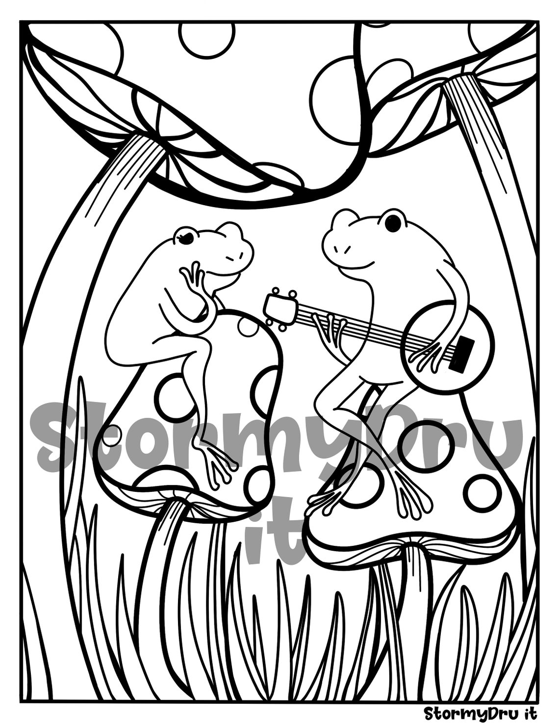 Cute Frog Coloring Page - DIGITAL DOWNLOAD - Simple Adult or Child ...