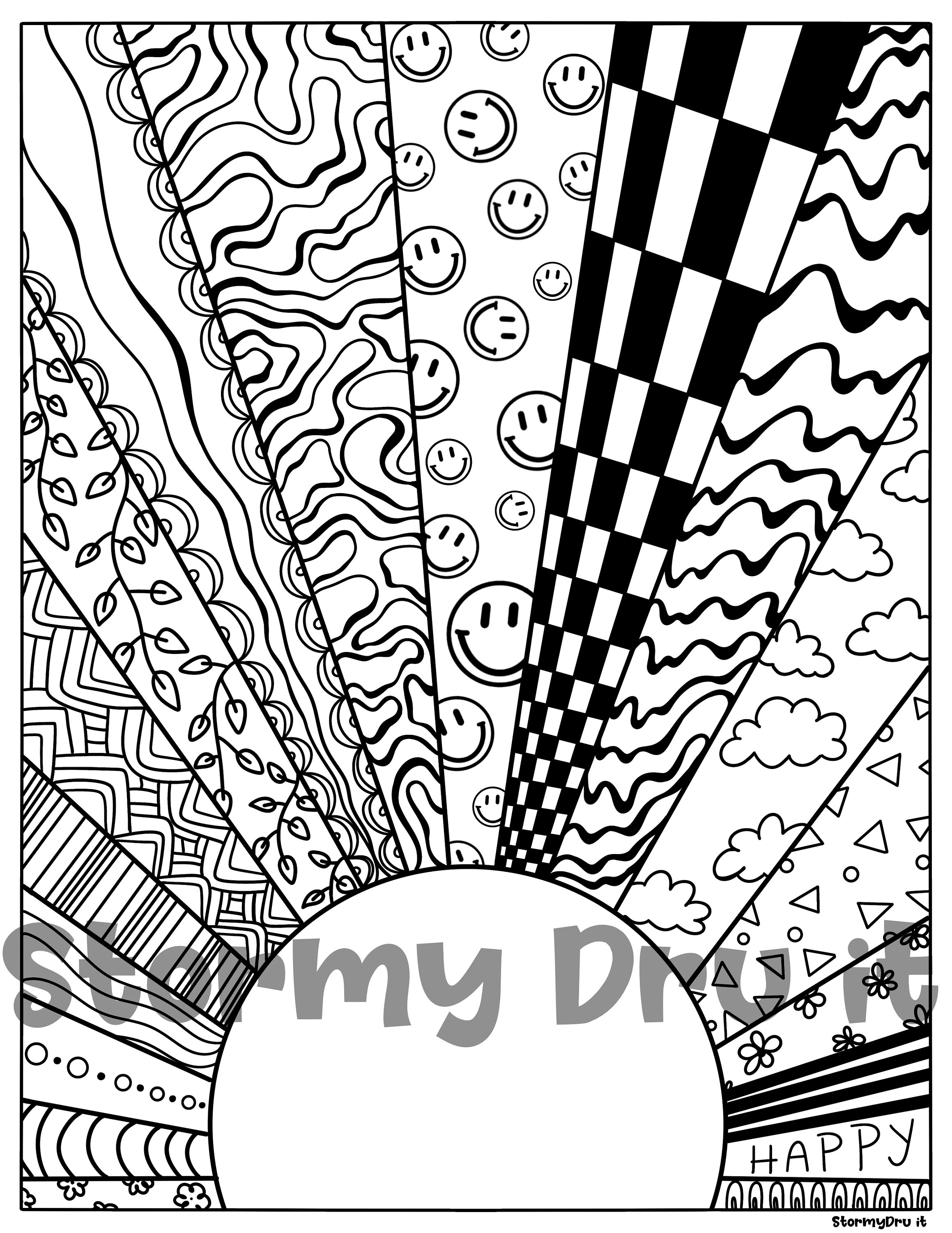Detailed Adult Coloring Page DIGITAL DOWNLOAD- Trippy Psychedelic ...