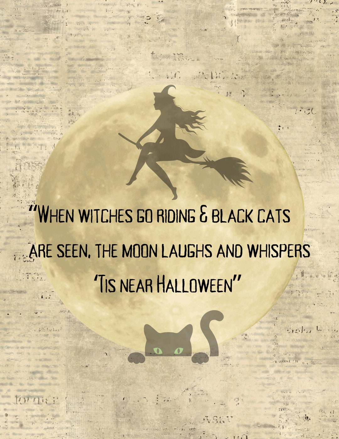 When Witches Go Riding With Black Cat - Individual Print - Etsy
