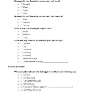 Hair Salon New Client Forms, Client Intake Forms, Salon Forms - Etsy