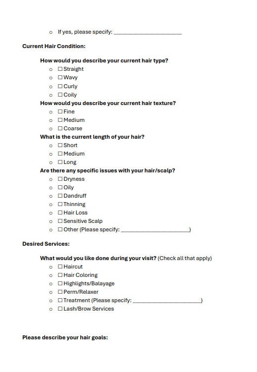 Hair Salon New Client Forms, Client Intake Forms, Salon Forms - Etsy