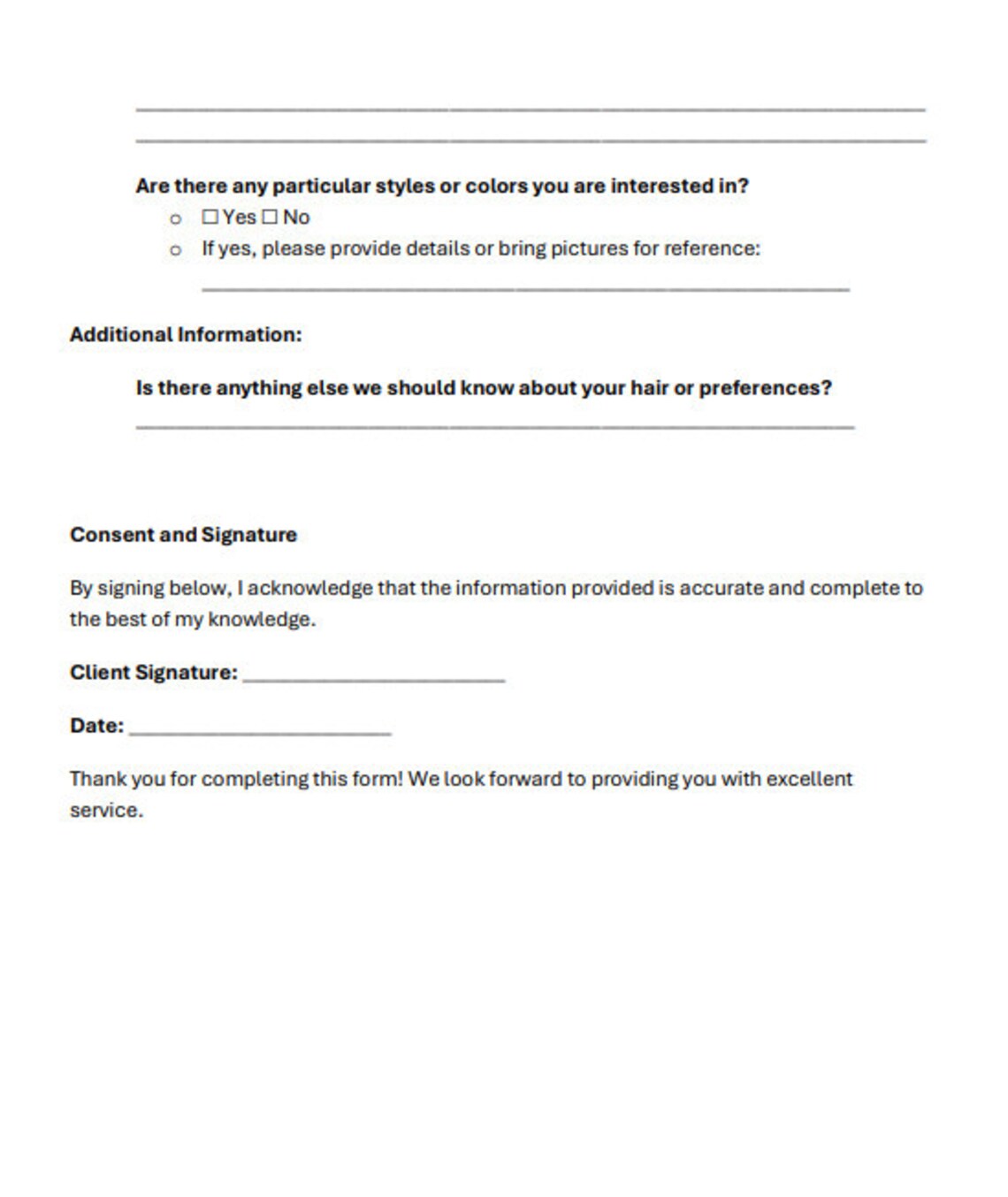 Hair Salon New Client Forms, Client Intake Forms, Salon Forms - Etsy