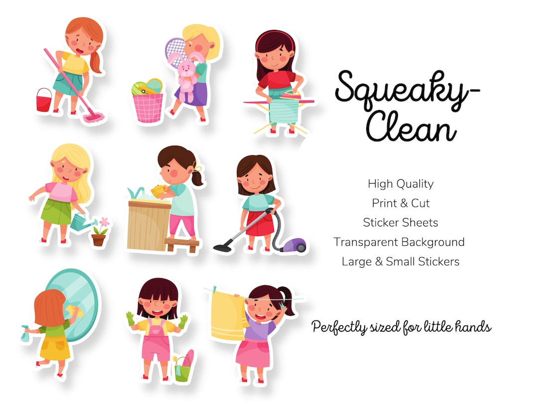 Print and Cut Chore Stickers, Cleaning Sticker Sheets, Printable Chores ...