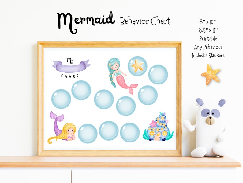 Mermaid, Star Chart, Reward Chart, Kids Reward Chart, Chore Chart ...