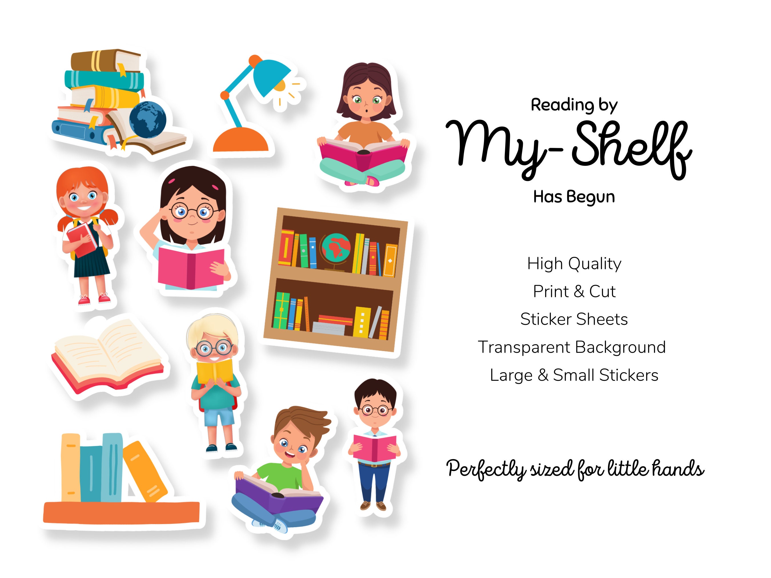 Print and Cut Reading Stickers, Sticker Sheets, Books, School, I Can ...