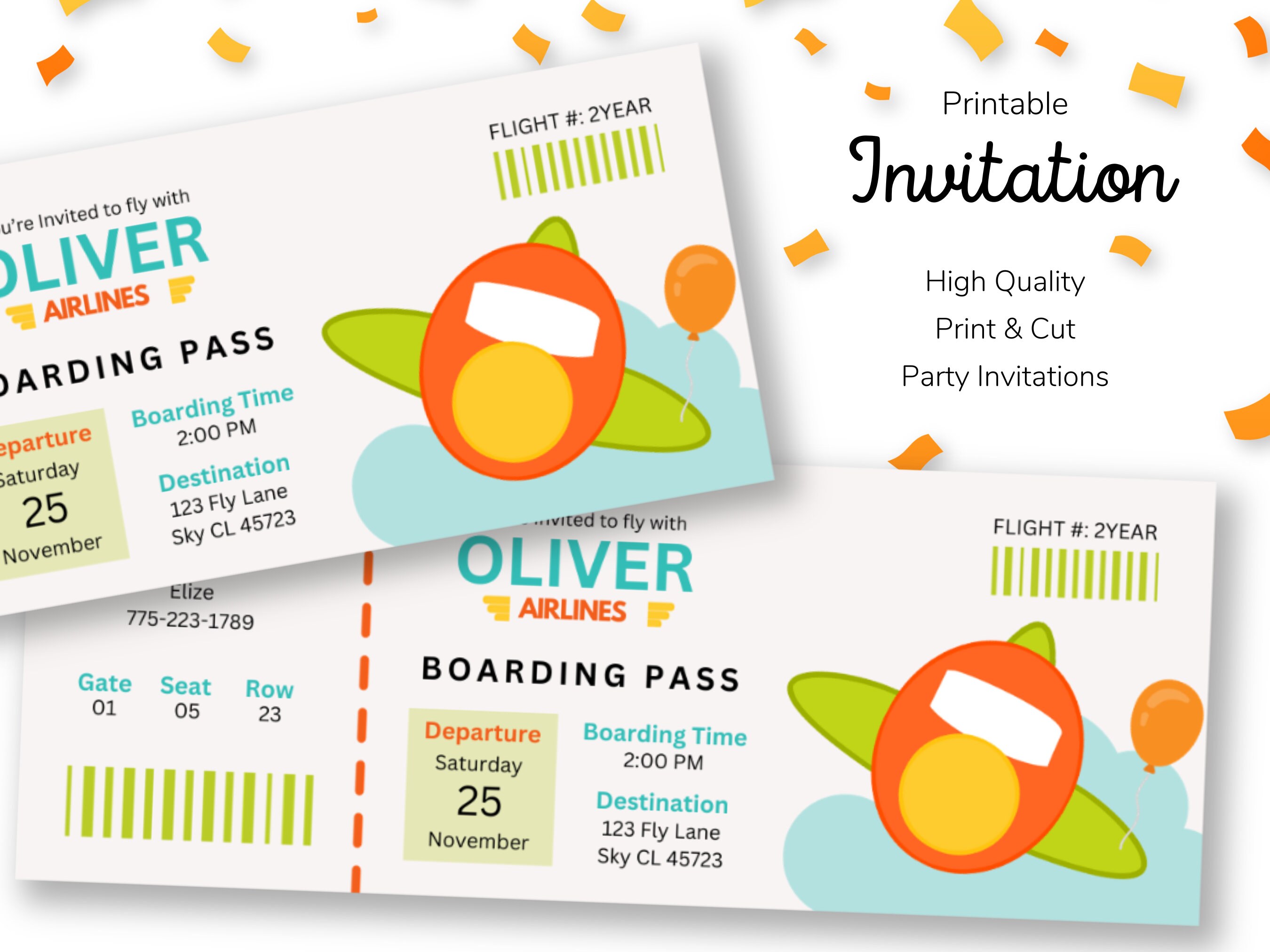 Boarding Pass Party Invitation for Boys 1st 2nd 3rd 4th Birthday Theme ...