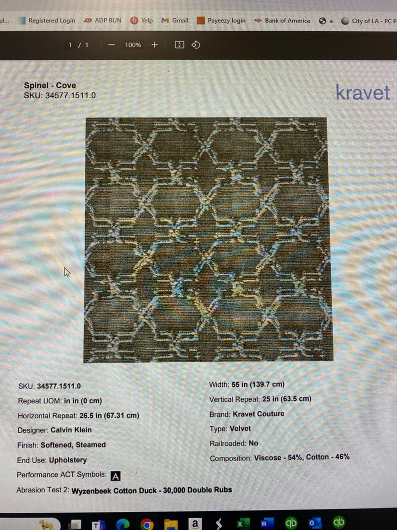 Sample of Kravet Couture- Spinel Color Cove Designed by Calvin Klein 19 ...